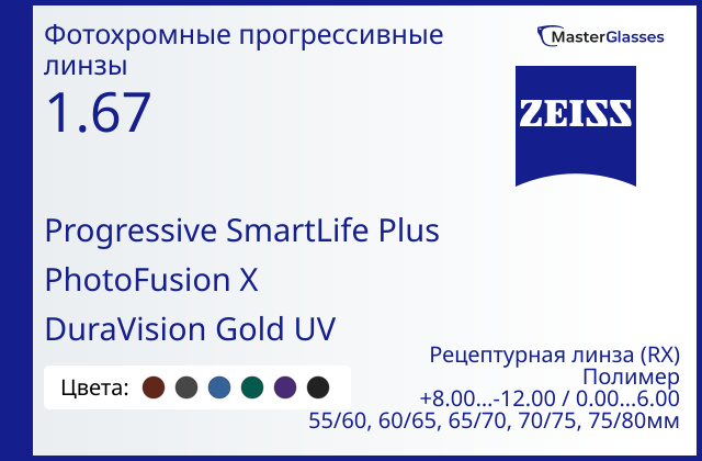 Carl Zeiss Progressive SmartLife Plus 1.67 PhotoFusion X DuraVision ...