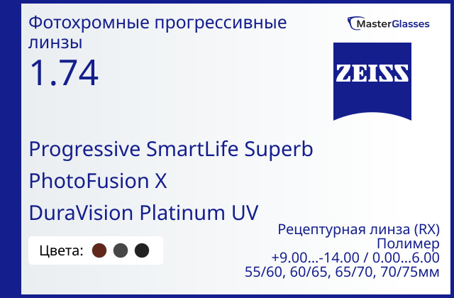 Carl Zeiss Progressive SmartLife Superb 1.74 PhotoFusion X DuraVision ...